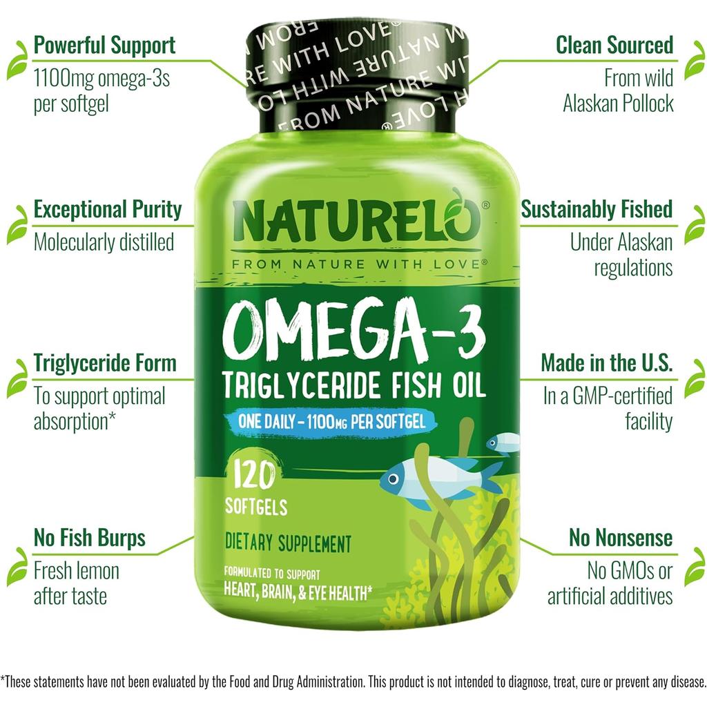 Premium Omega-3 Fish Oil Supplement - 1100mg Triglyceride