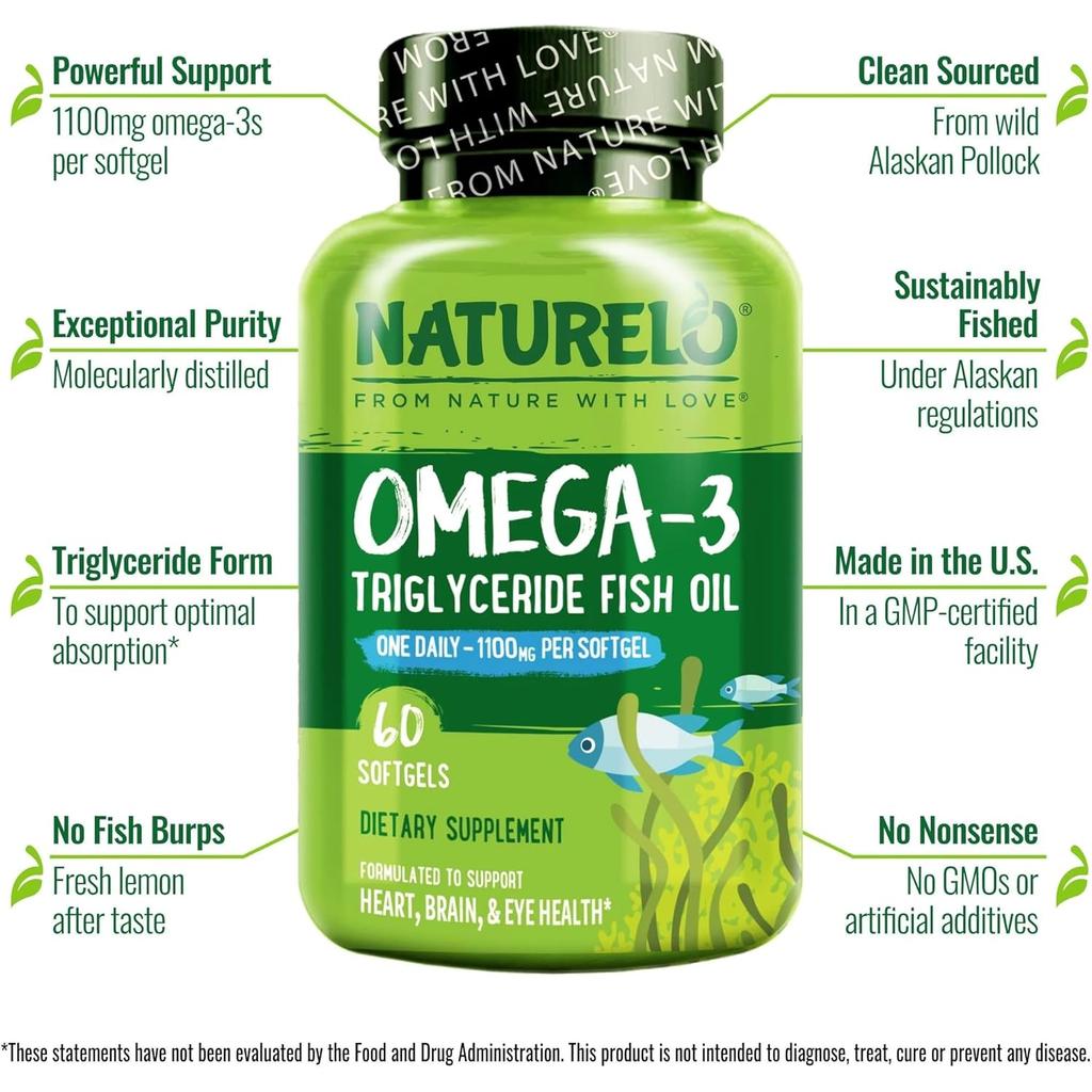 Premium Omega-3 Fish Oil Supplement - 1100mg Triglyceride